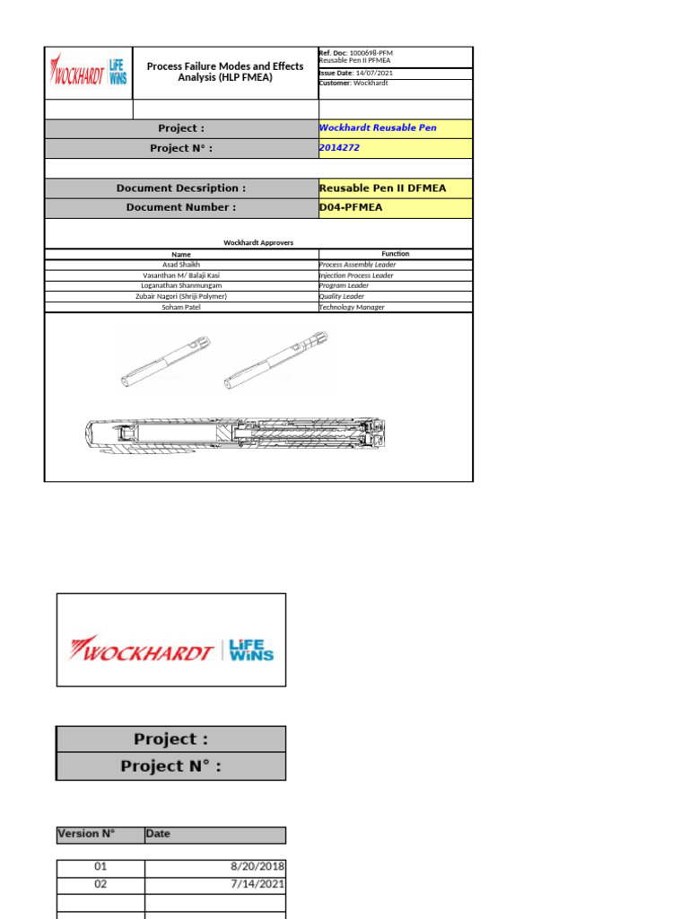 Wockhardt Reusable Pen II DFMEA | PDF | Warehouse