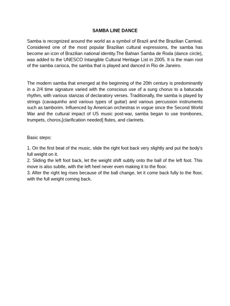 Samba Line Dance | PDF