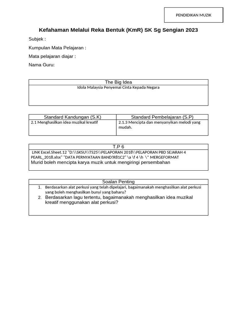 BORANG KMR MUZIK | PDF