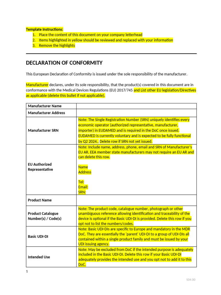 Template_DoC_MDR-Class1-SC | PDF