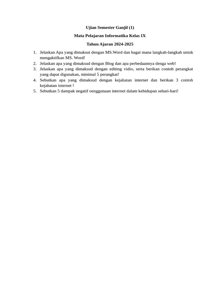 Soal TIK KLS IX | PDF