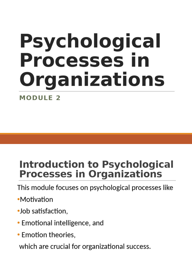 Module 2-Psychological Processes | PDF | Motivational | Motivation