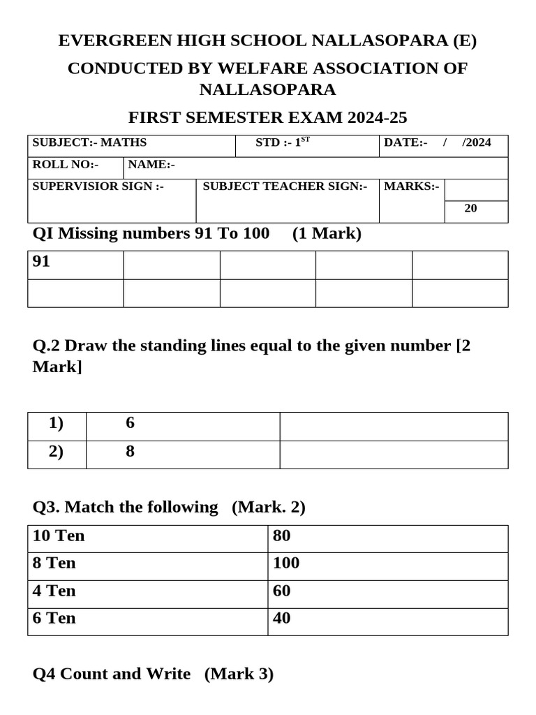 1 Std Maths Pdf