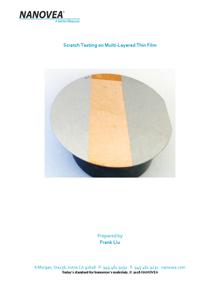 Scratch Testing On Multi Layered Thin Films | PDF | Coating | Hardness