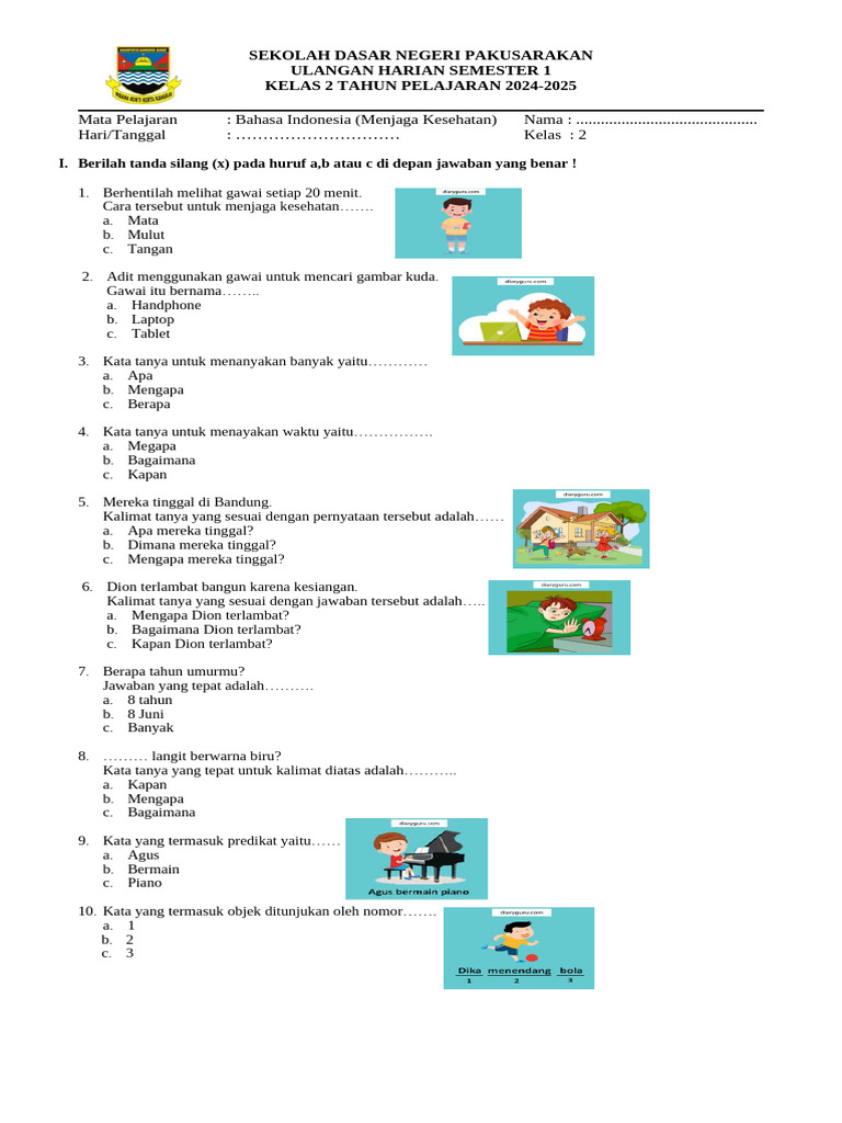 Soal Ulhar Indo Kls 2 SD BAB 2 | PDF