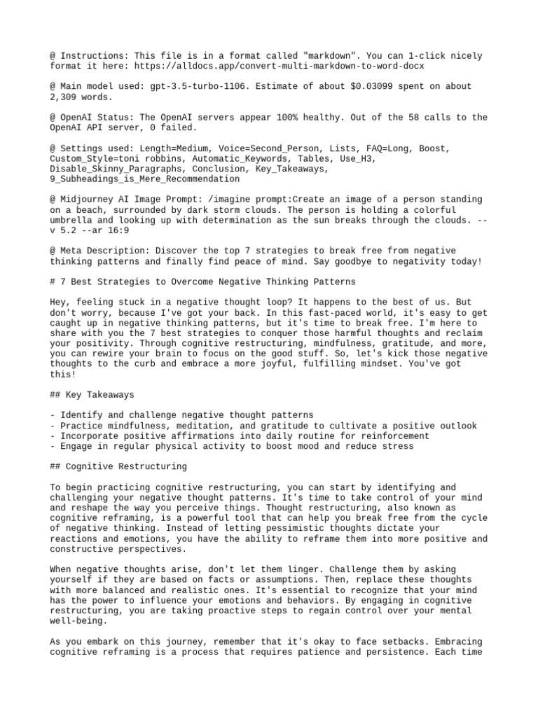 7 Best Strategies To Overcome Negative Thinking Patterns | PDF ...