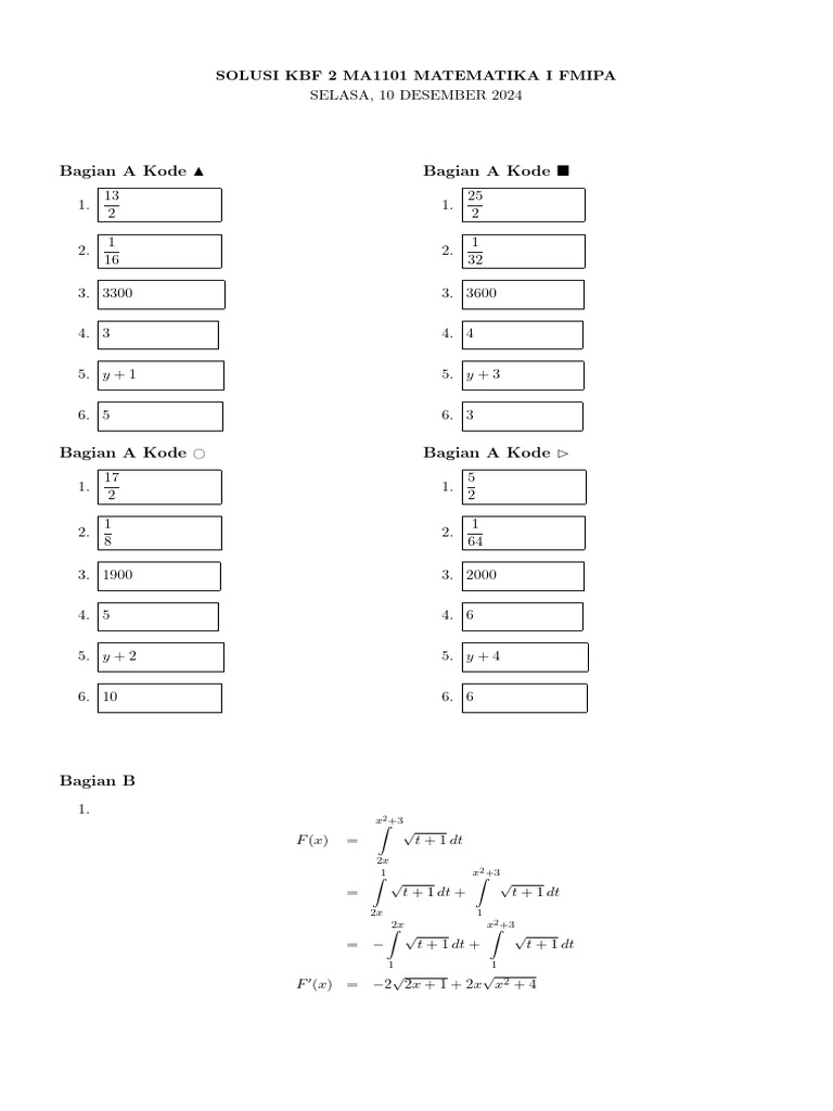 Solusi KBF 2 FMIPA 2024 | PDF