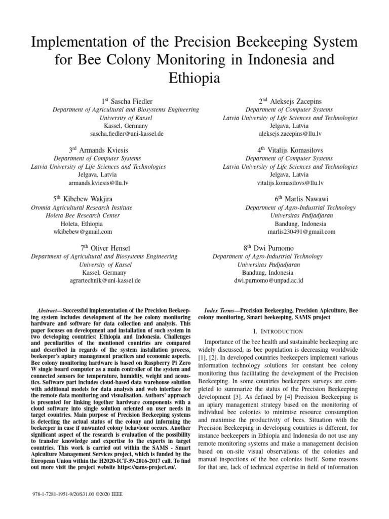 Precision Beekeeping System Indonesia y Etiopía | PDF | Beekeeping ...
