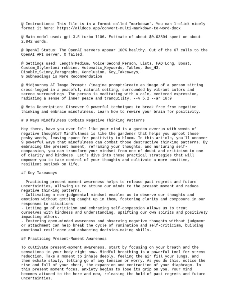 9_Ways_Mindfulness_Combats_Negative_Thinking_Patterns | PDF | Thought | Mindfulness