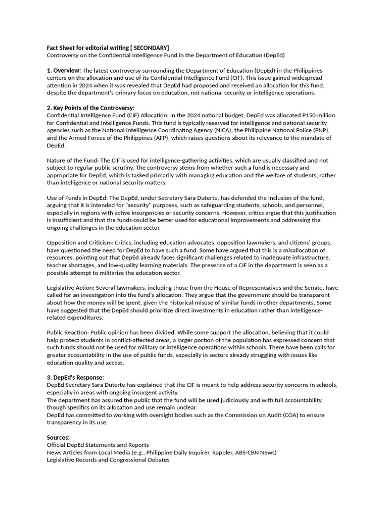 Fact Sheet for editorial writing(secondary) | PDF | Accountability ...