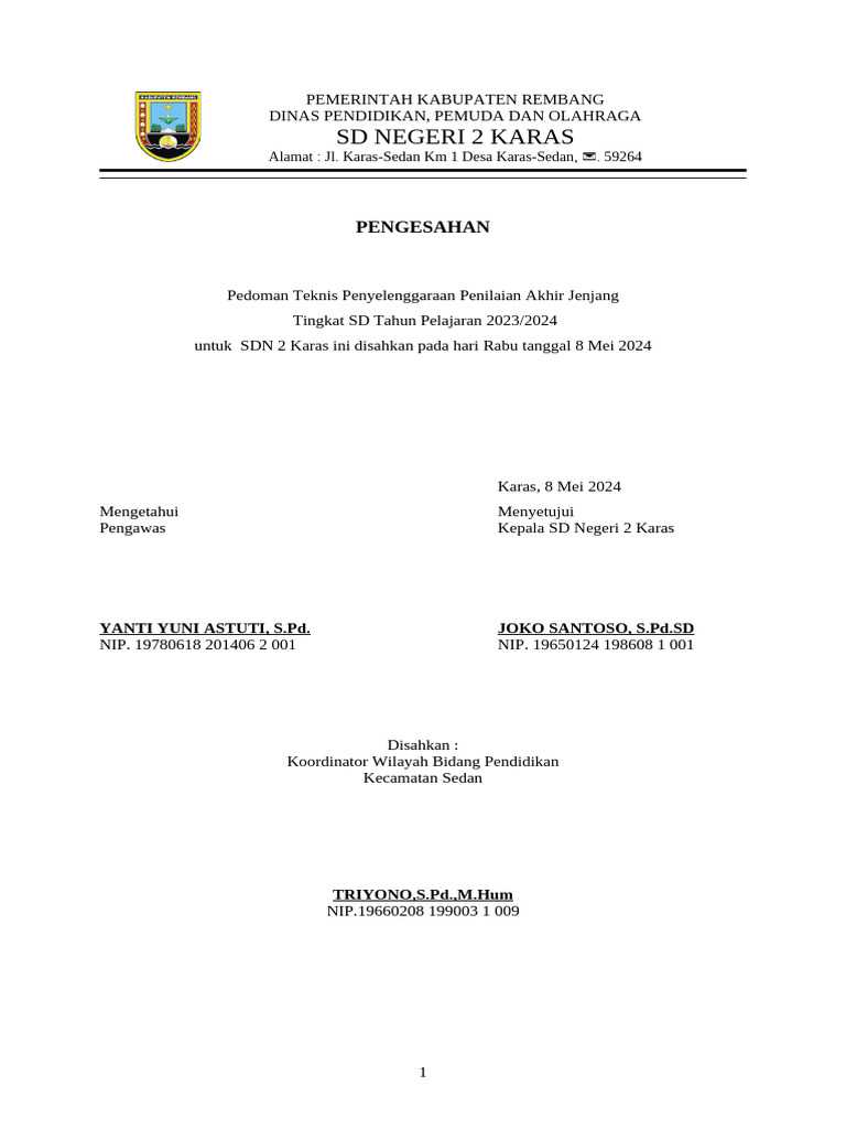 PANDUAN PAJ Penilaian Akhir Jenjang 2023 2024 | PDF