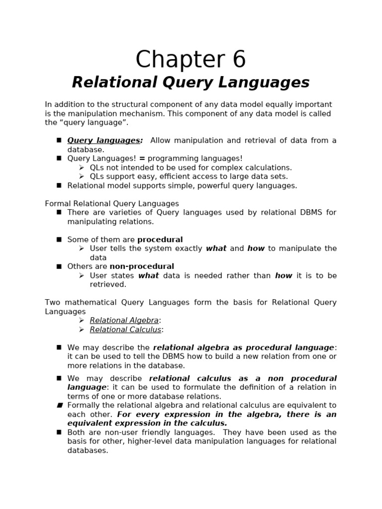 Chapter 6 | PDF | Relational Model | Relational Database Chapter 6 | PDF | Relational Model | Relational Database