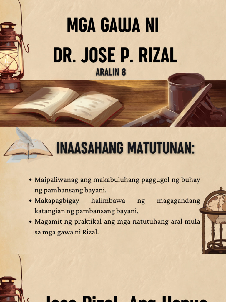Aralin VIII - Mga Gawa ni Dr. Jose P. Rizal | PDF