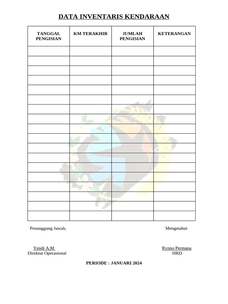 DATA INVENTARIS KENDARAAN | PDF