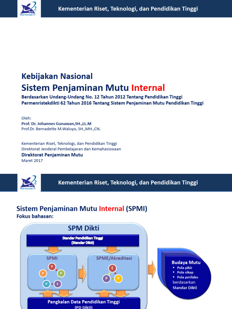 Kebijakan SPMI Pendidikan Tinggi | PDF