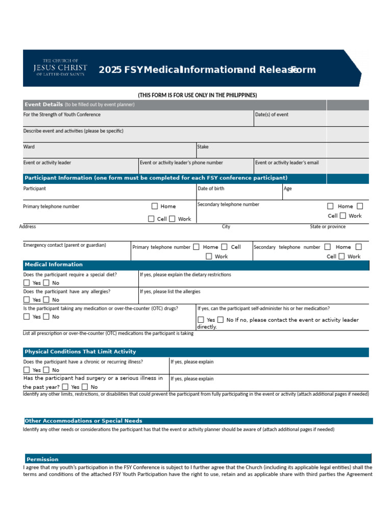 FSY Medical Form For FSY 2025 | PDF | Over The Counter Drug | Medicine