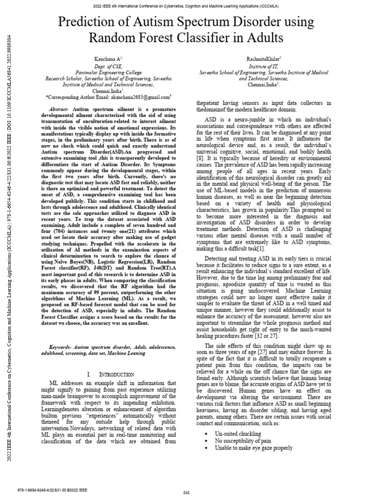 Prediction_of_Autism_Spectrum_Disorder_using_Random_Forest_Classifier_in_Adults | PDF | Autism ...