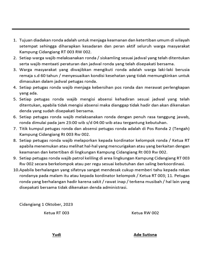 Tata Tertib Dan Peraturan Ronda | PDF