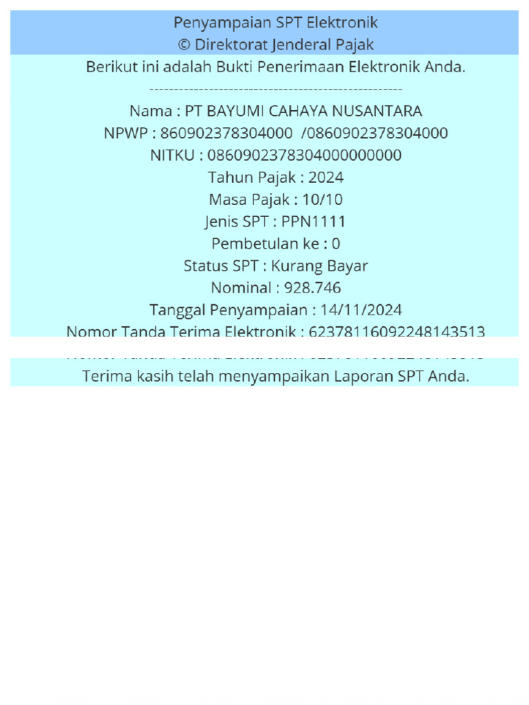 SPT PPN Oktober 2024, PT BCN | PDF