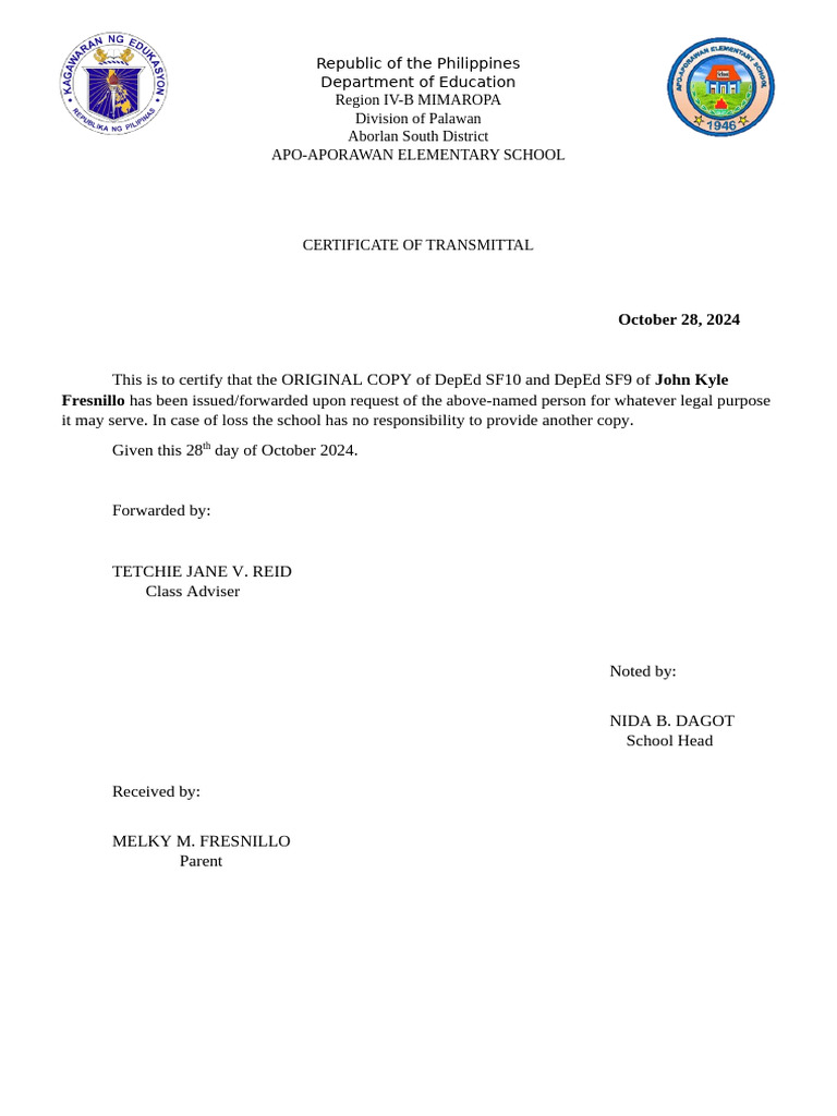 Transmital | PDF