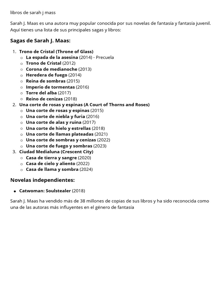 Libros y sagas de Sarah J. Maas | PDF