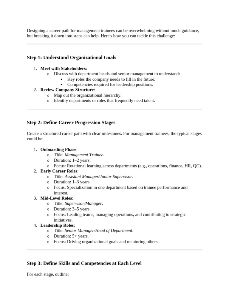 Carrer Path For Management Trainee | PDF | Mentorship | Performance ...