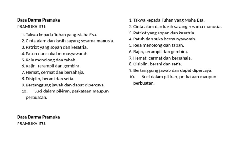 Dasa Darma Pramuka | PDF