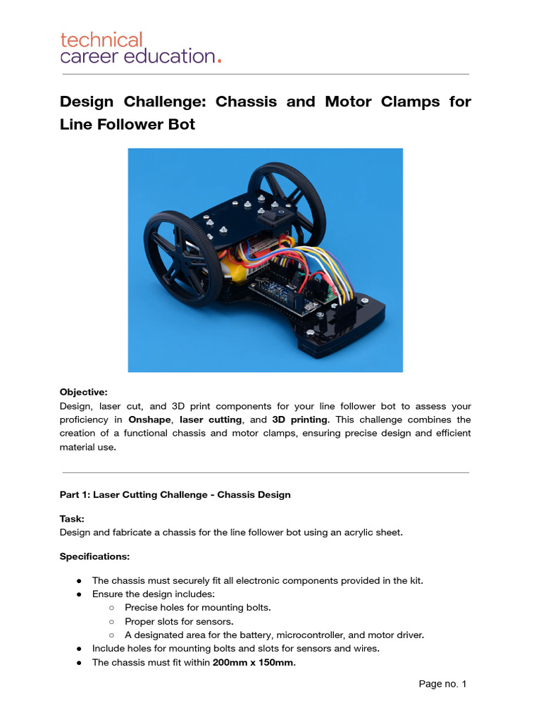 Design Challenge: Chassis and Motor Clamps For Line Follower Bot | PDF