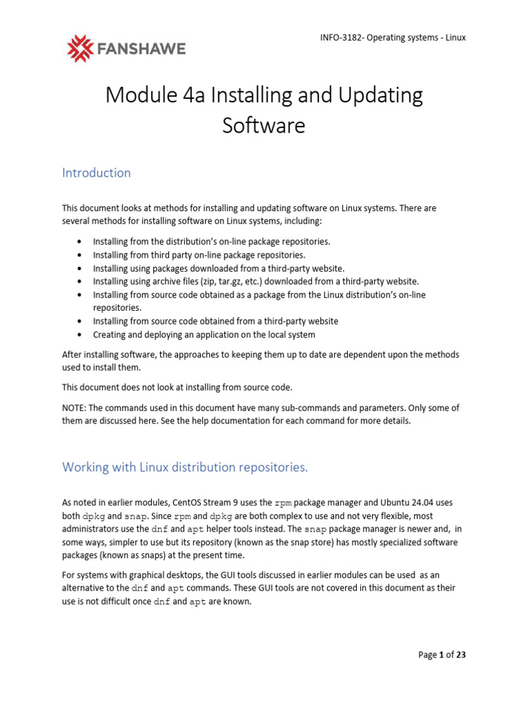Module - 4a - Installing and Updating - Software | PDF | Software Repository | Computing