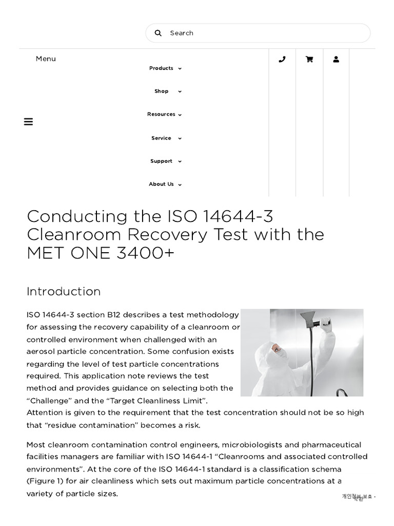 Conducting The ISO 14644-3 Cleanroom Recovery Test With The MET ONE ...
