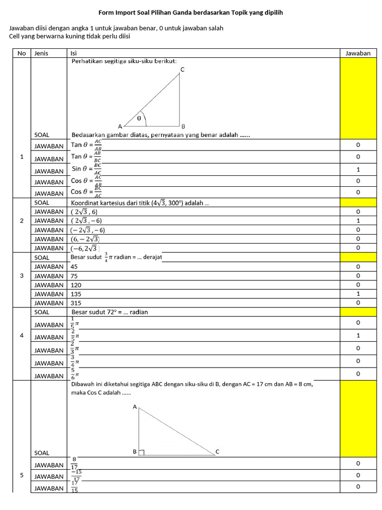 Fix Soal PG MTK AKL - Ida Kartikaningsih | PDF