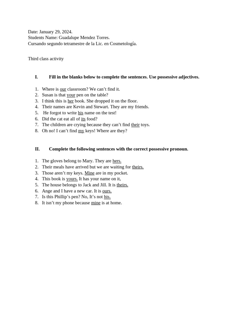 Third Class Activity | PDF