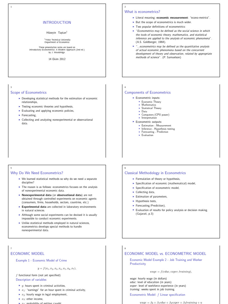Introduction What Is Econometrics Scope of Econometrics - Compress | PDF | Econometrics | Statistics