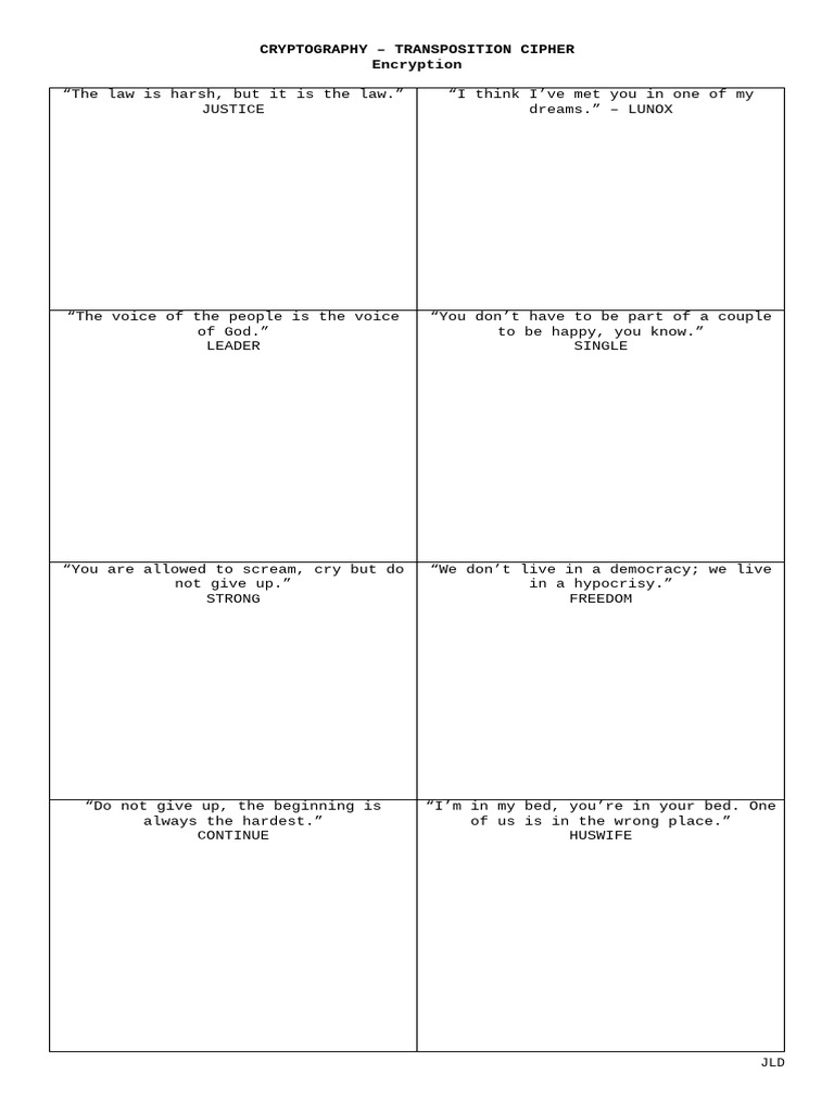 2. Cryptography - Transposition Cipher | PDF 2. Cryptography - Transposition Cipher | PDF