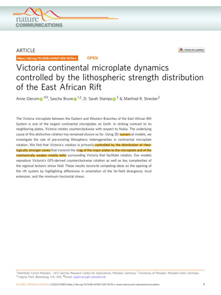 Glerum Etal - Victoria Continental Microplate Dynamics Controlled by ...