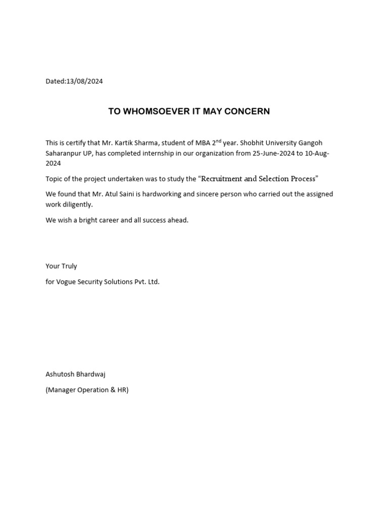 Kartik Certificate New | PDF