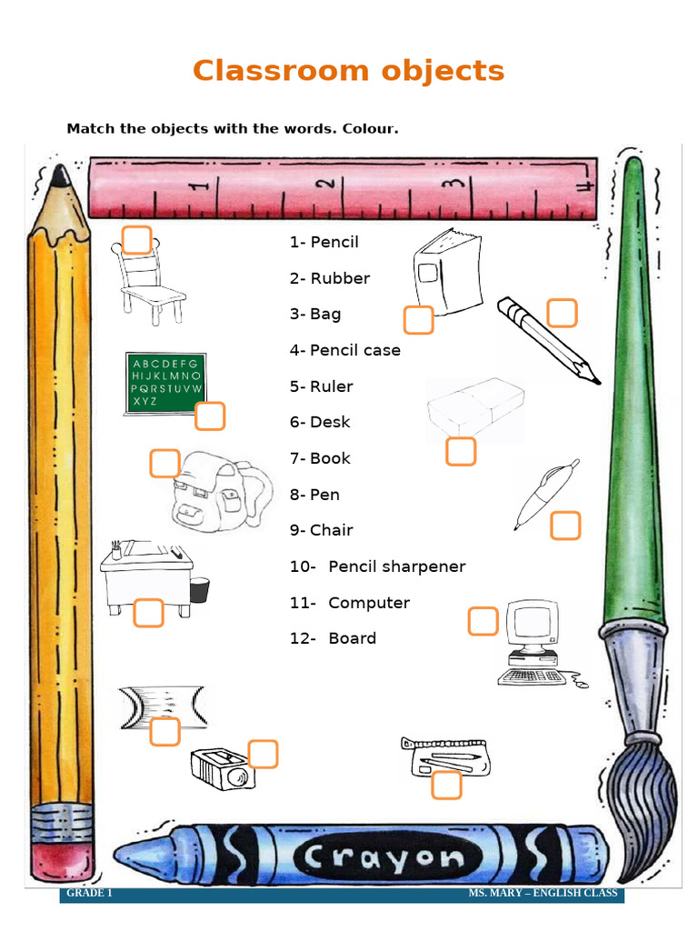 Classroom Objects Fun Activities Games - 12821 | PDF
