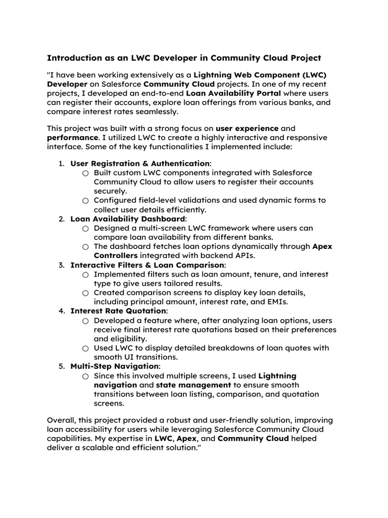 Introduction As An LWC Developer in Community Cloud Project | PDF