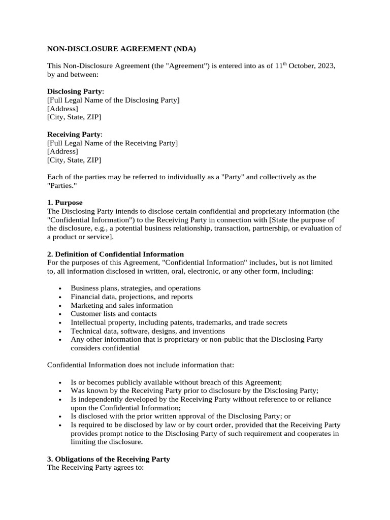 NDA | PDF | Non Disclosure Agreement | Trade Secret