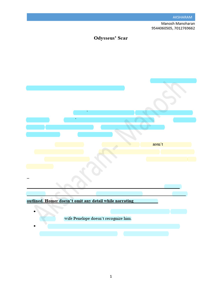 Odysseus' Scar | PDF | Homer