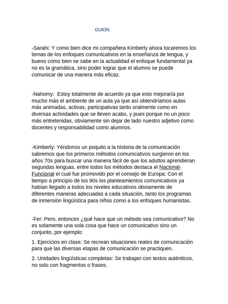 GUION (2) | PDF | Enseñando | Comunicación