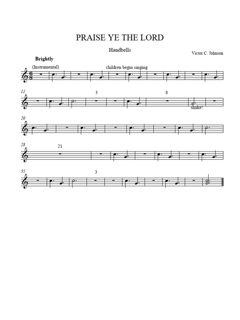 Praise Ye The Lord Handbells Part 2 | PDF