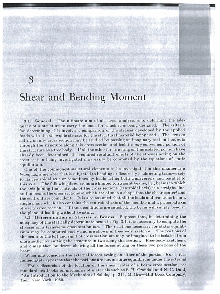 Structural Analysis Chapter (3) Shear & Bending Moment | PDF