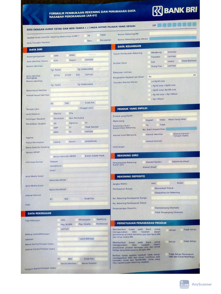 Formulir BRI | PDF