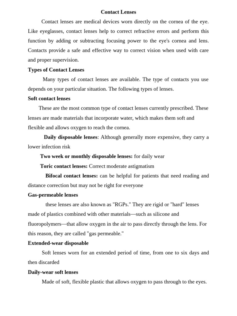Contact Lenses | PDF