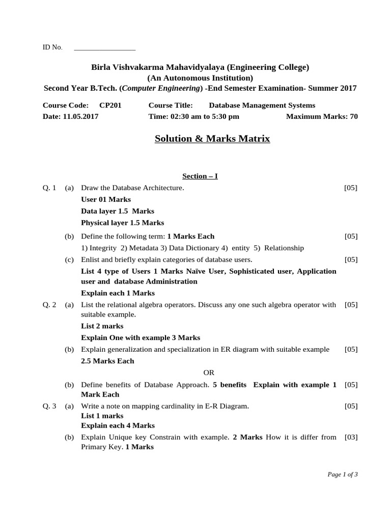 CP201 External Paper 2016-17_Rem_solu | PDF | Databases | Computer Programming