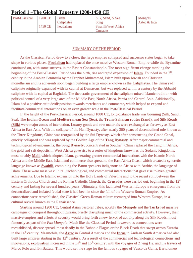 APWH Concise Period 1 - Unit 1 & 2 For Quizzes | PDF | Silk Road ...