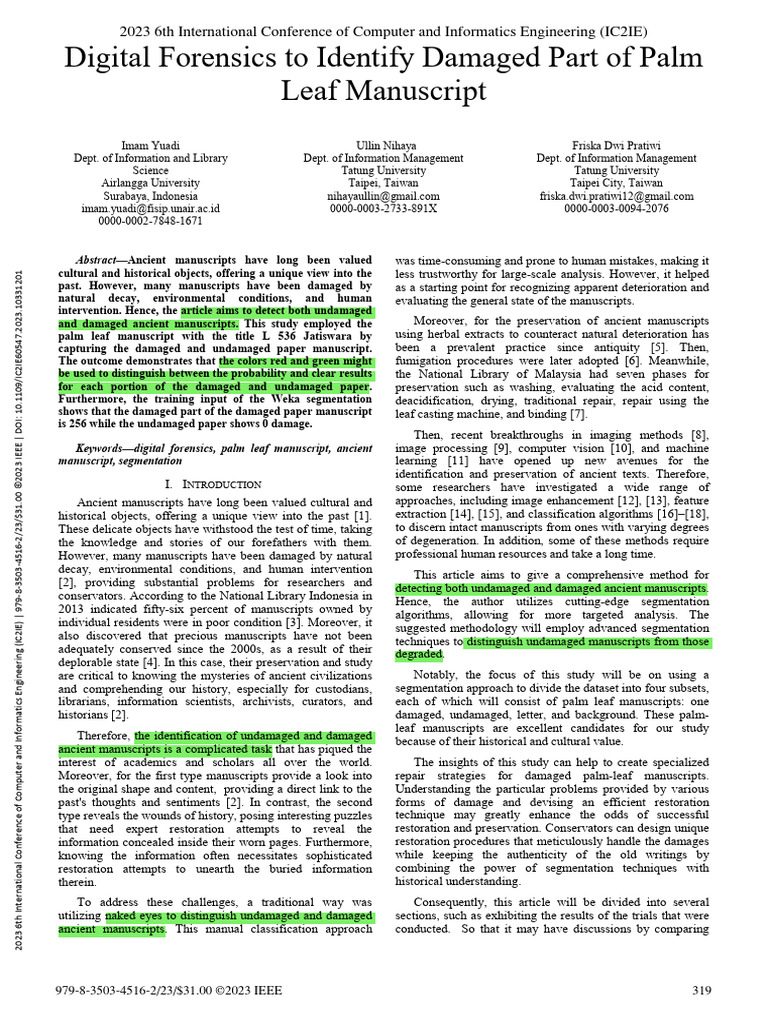Digital Forensics To Identify Damaged Part of Palm Leaf Manuscript ...
