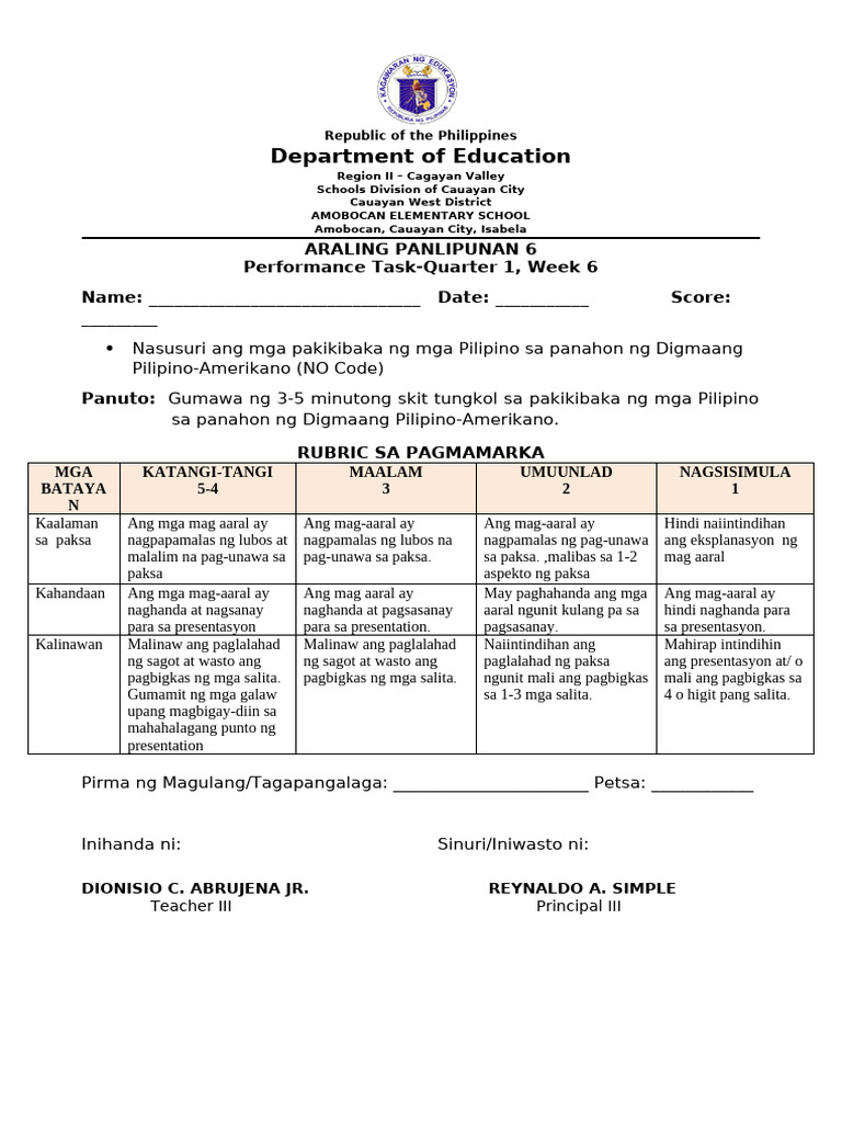 grade-6-performance-task-q1-w6 | PDF