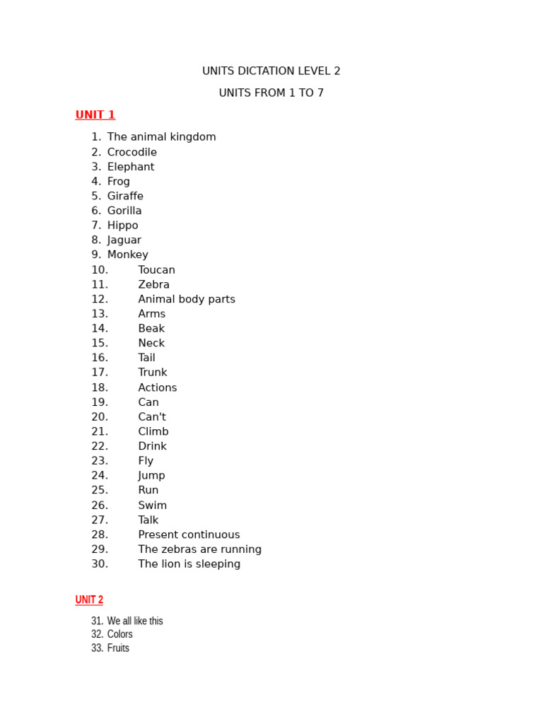 UD Level 2 (Units From 1 To 7) | PDF